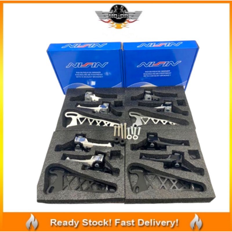 ABS REAR RACING FOOTREST +EXHAUST BRACKET RS150 V1 V2 RSX COMBO SET ...