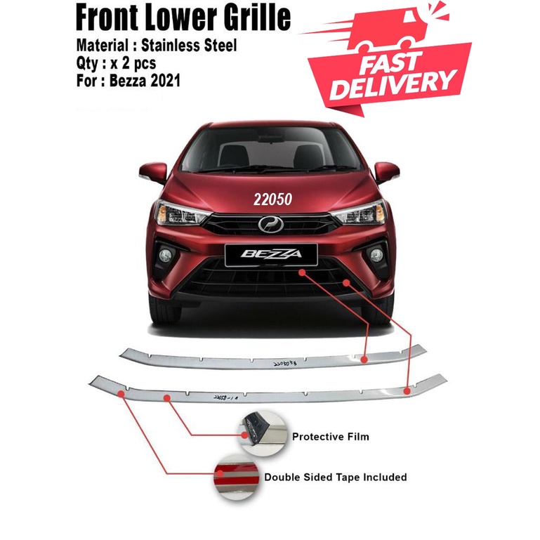 Front Lower Stainless Steel Grille Cover Perodua Bezza 2021 Ready Stock ...