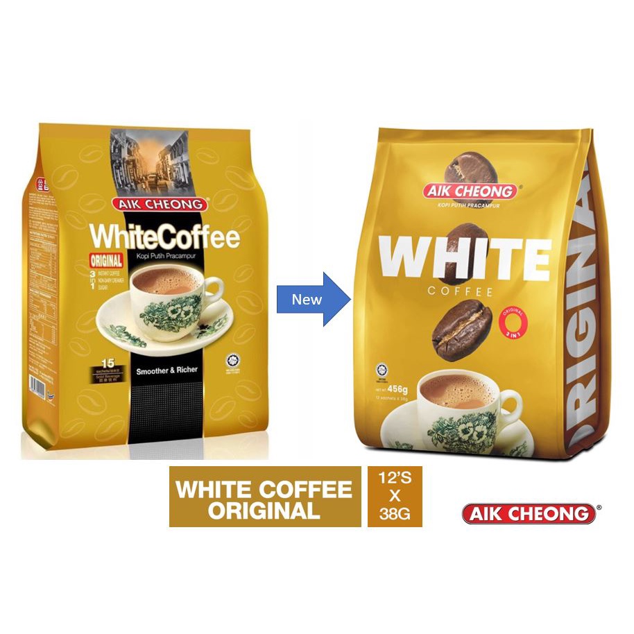 AIK CHEONG 3in1 Original White Coffee / White Coffee Less Sugar /4in1 Hazelnut (12's x 38g ...