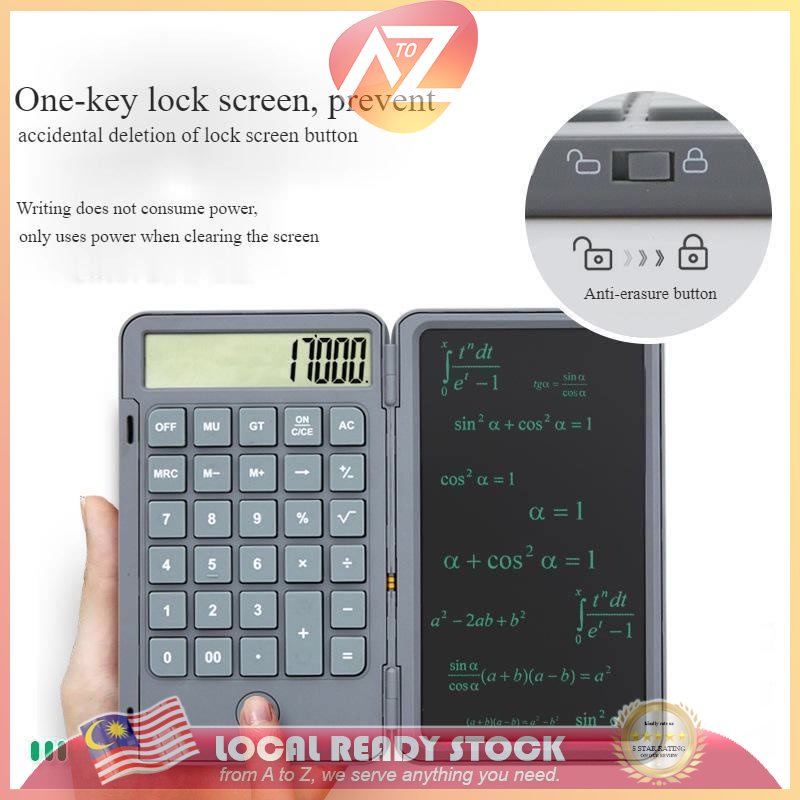 A To Z Foldable Calculator & 6 Inch LCD Writing Tablet Digital Drawing ...