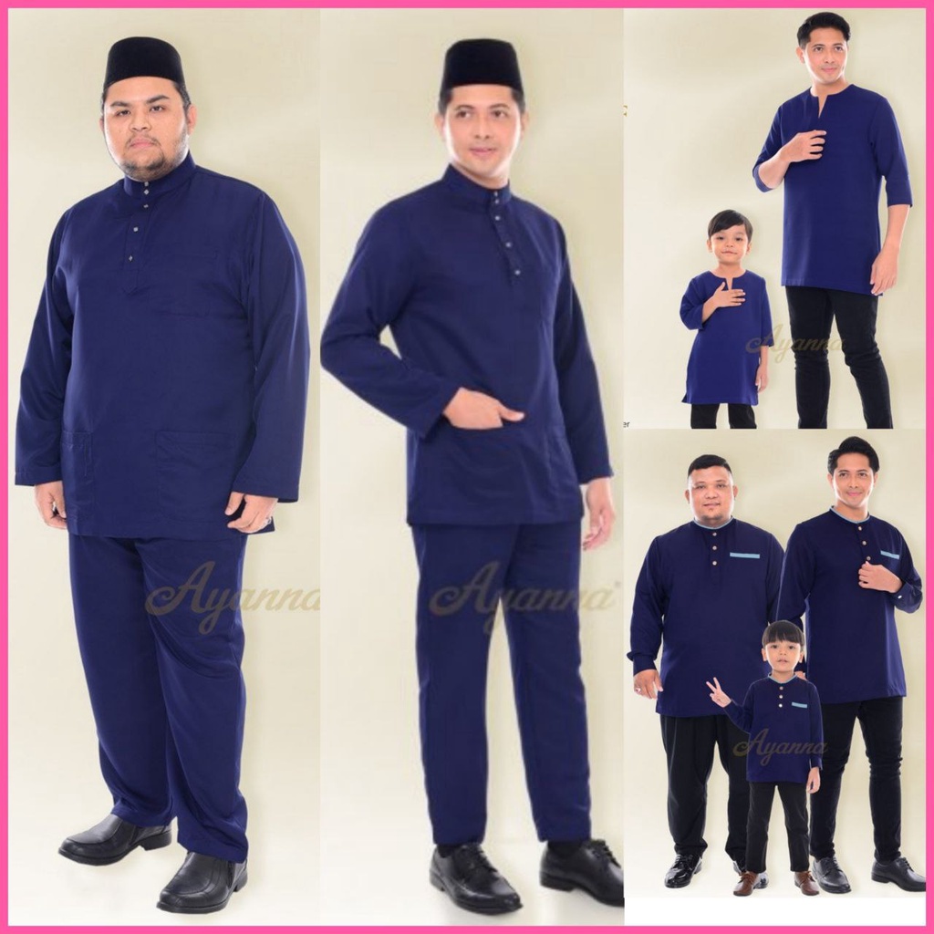 🌹BAJU RAYA 2024 NAVY BLUE🌹 Koleksi Warna Biru Navy Baju Lelaki Sedondon ...