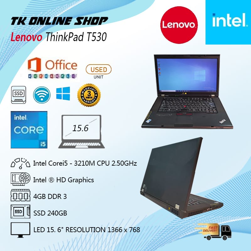 Laptop Lenovo T530 ThinkPad 15.6 " inch Intel ® Core i5 4th Gen / Ram ...