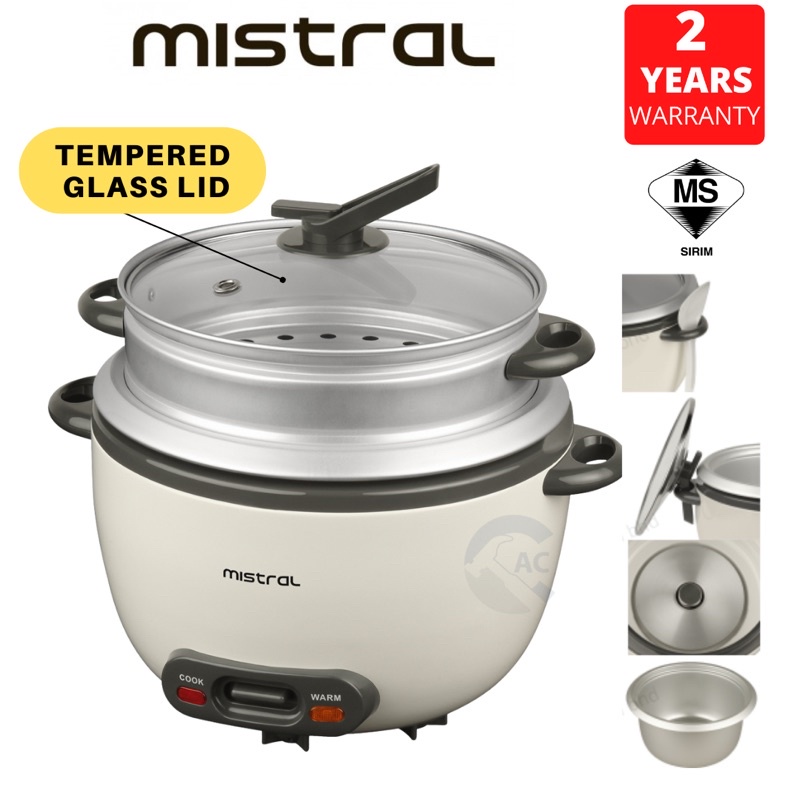 Mistral With Steamer 0.6L / 1.0L / 1.8L / 2.5L Rice Cooker/ Periuk Nasi ...