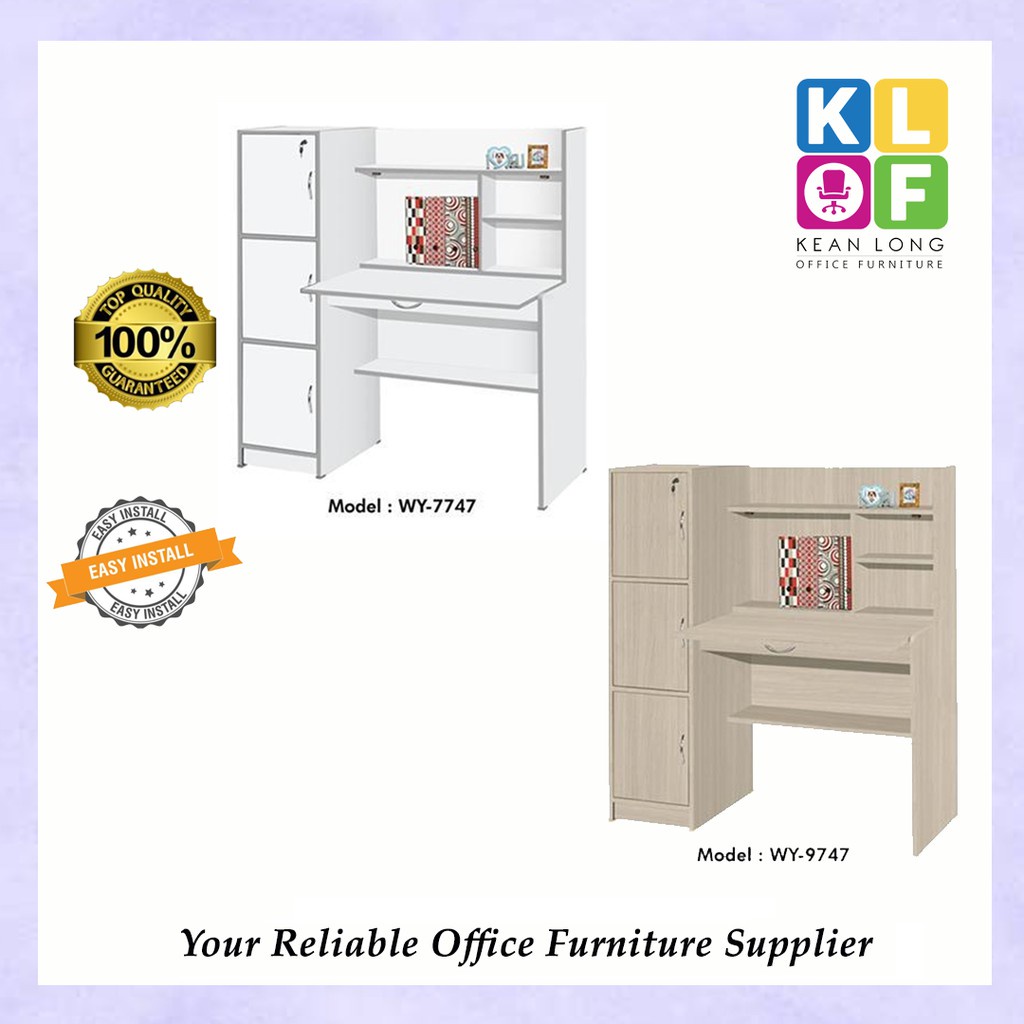 KLOF space saver study desk with bookcase/ rak buku bersama meja ...