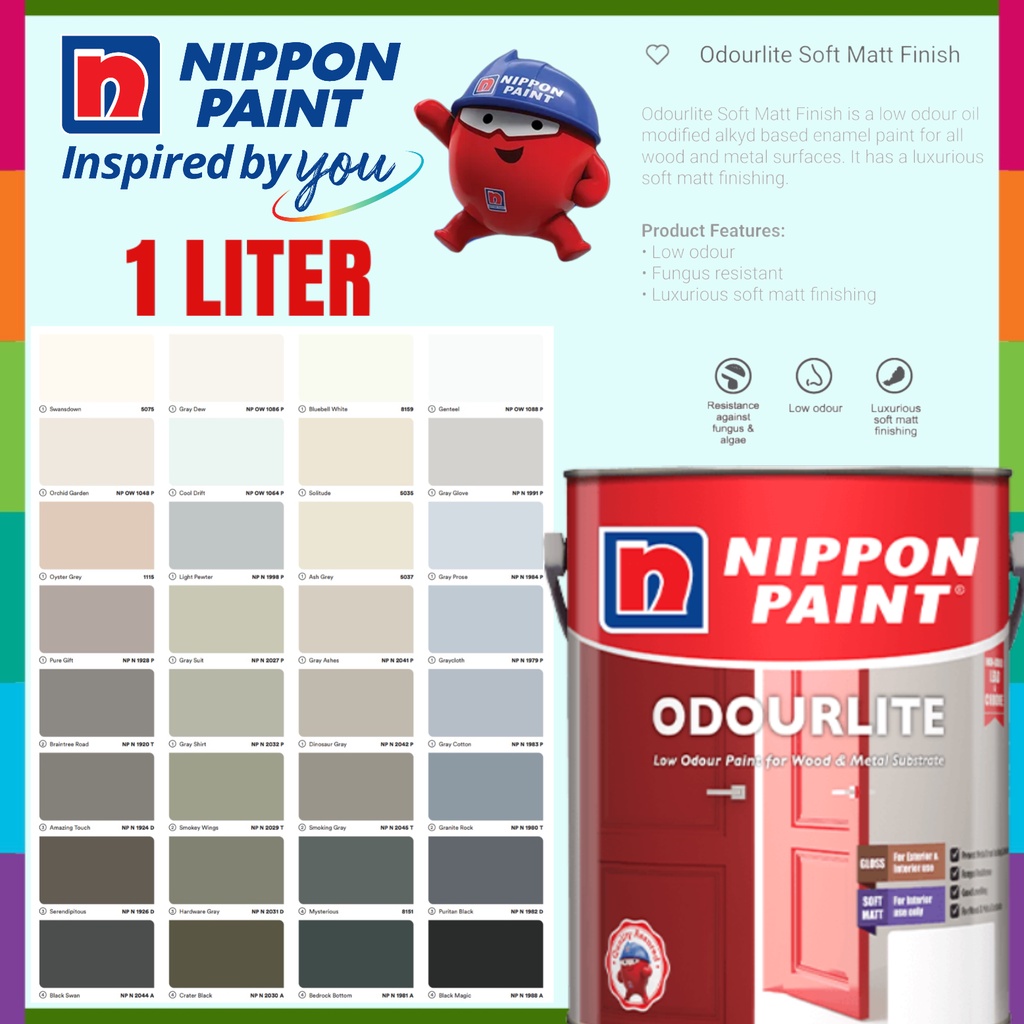🔥 FOC FREE GIFT 🔥1 LITER NIPPON ODOURLITE SOFT MATT FOR WOOD & METAL ...