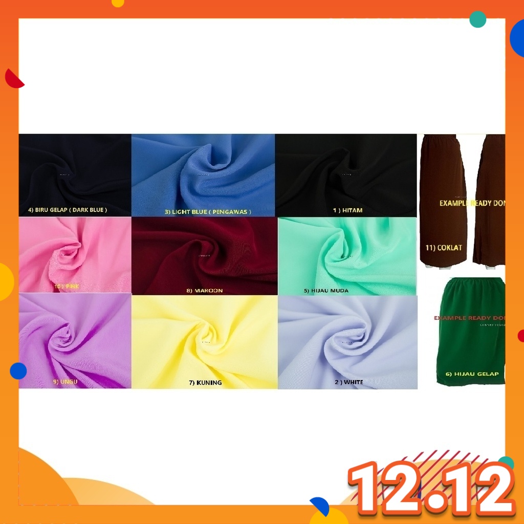 KAIN METER PEACH KOSIBO SEKOLAH 45" INCH 165GM+- ALL COLOUR | Shopee ...