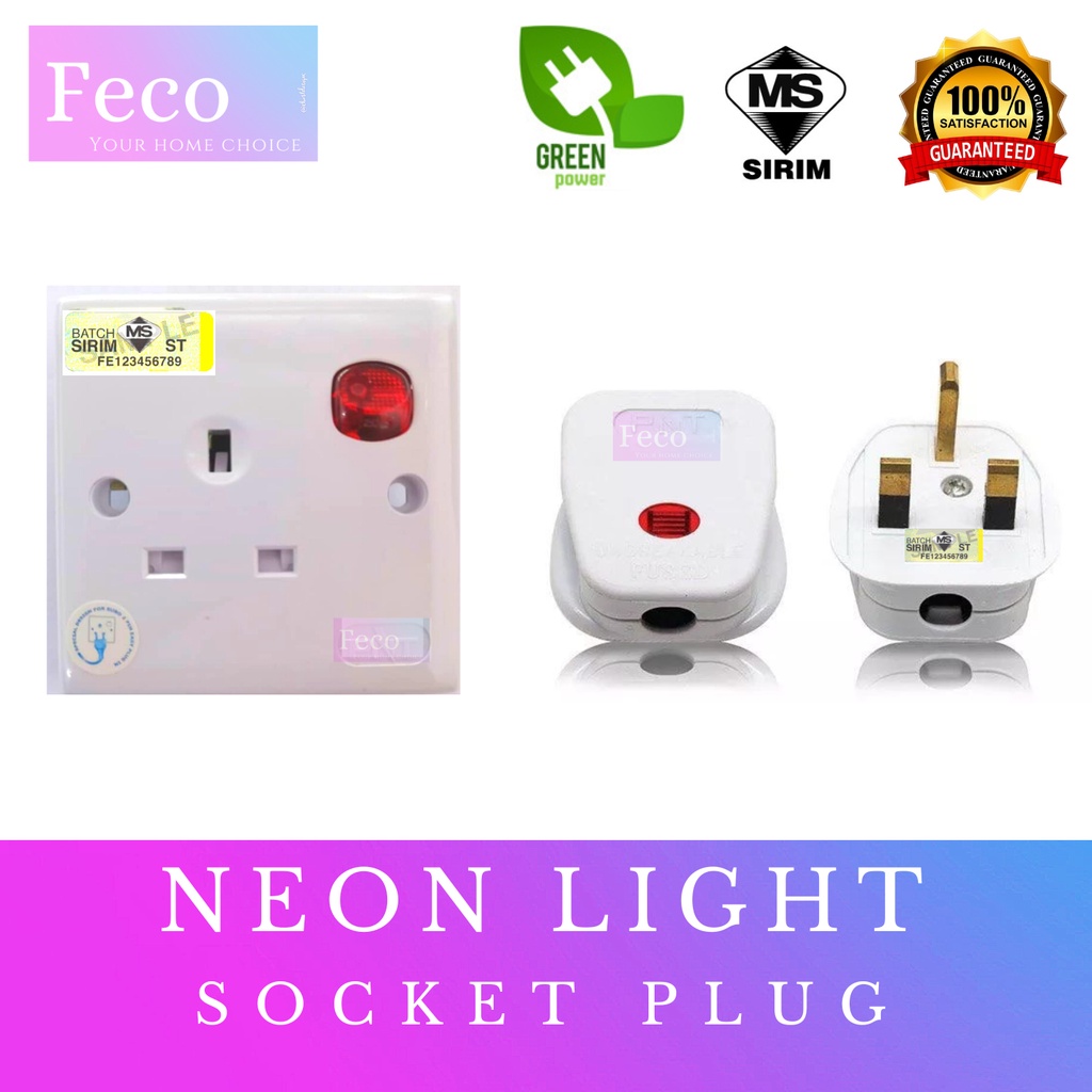 [SIRIM] BIG NEON SWITCH SOCKET PLUG TOP Wall Switches Slim Modern ...