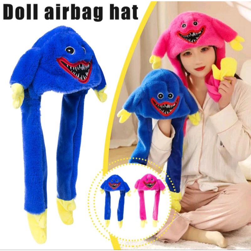 Huggy Wuggy poppy playtime plush hat with earflaps movable | Shopee ...