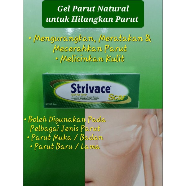 Strivace Scar Gel Parut Lama /Baru/ Muka/ Badan/ Sesuai Pelbagai Parut ...