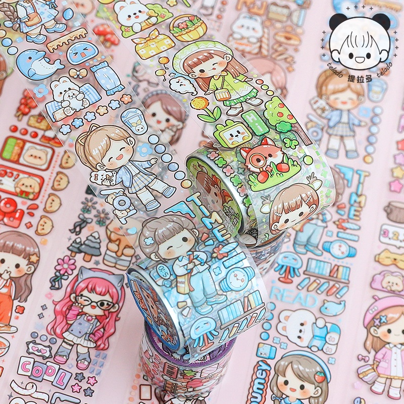 P PET Tape More Wear Match Stickers Cute Cartoon Character Cuckoo Card ...