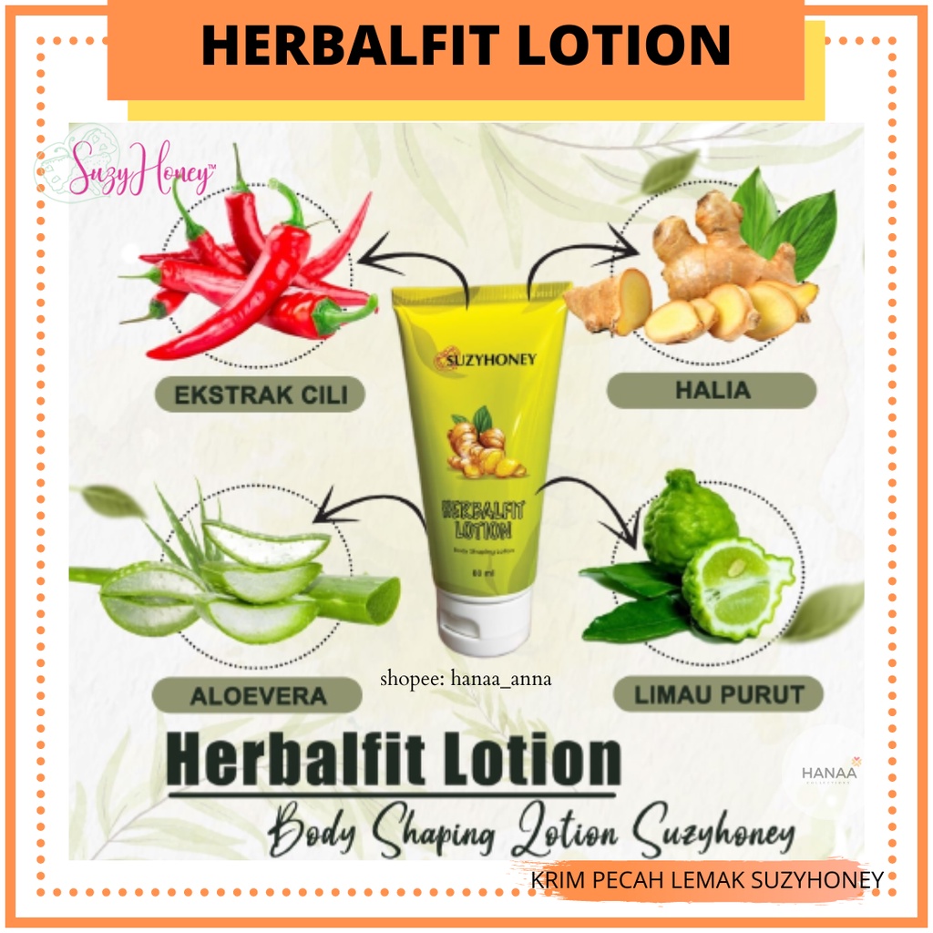 SUZYHONEY HERBS HERBAL FIT LOTION Krim Pecah Lemak Krim Panas Untuk ...