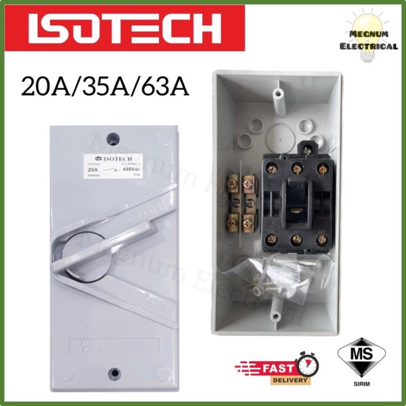 ISOTECH Weatherproof Enclosed Isolator 3P ｜20A/35A/63A｜ | Shopee Malaysia