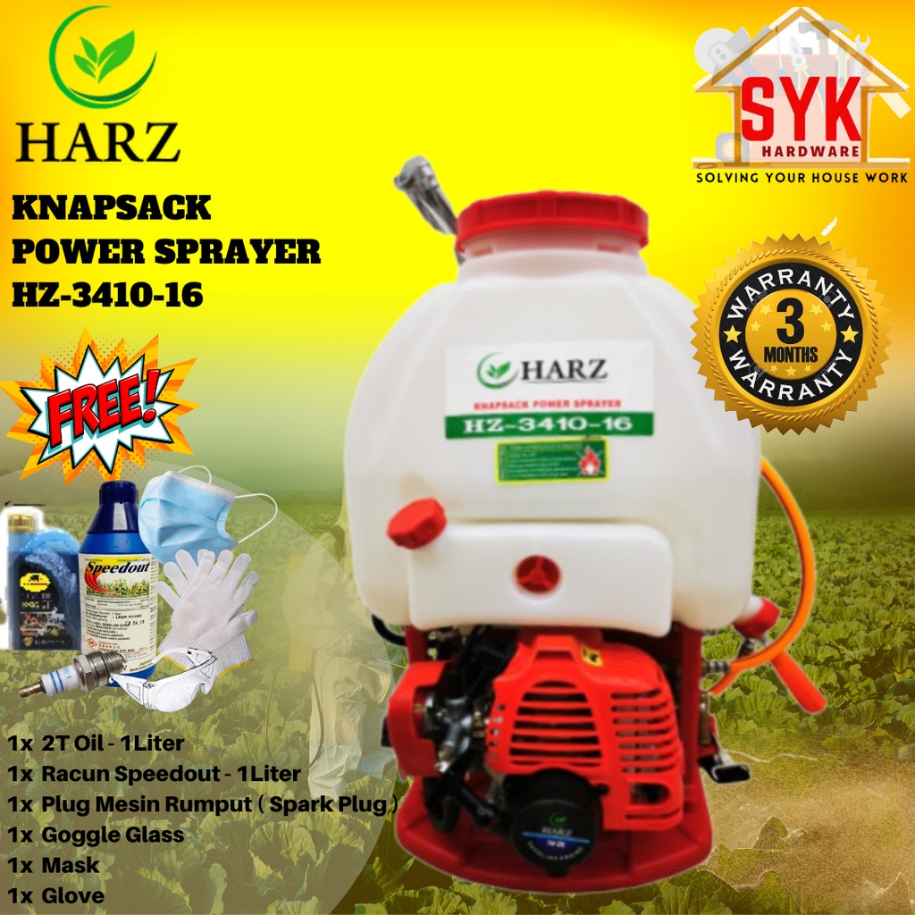 SYK Harz HZ-3410-16 Knapsack Power Sprayer Pesticide Pump Pam Racun ...