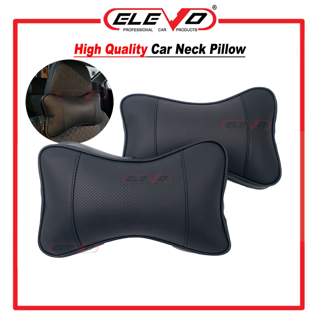 ELEVO High Quality PU Leather Car Neck Pillow Headrest枕头 头枕 bantal 1set ...