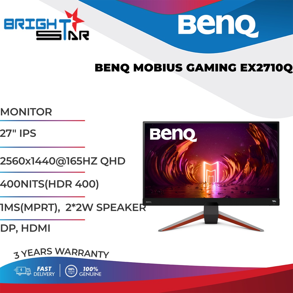 BENQ 27" BENQ MOBIUZ EX2710Q GAMING MONITOR / 27" IPS / 2560x1440@165HZ ...