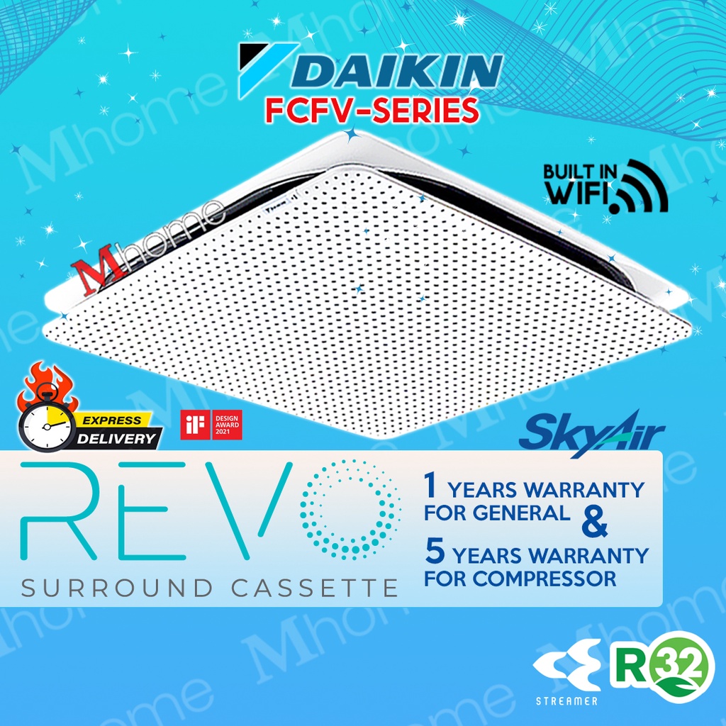 Daikin cassette 2.0HP / 2.5HP / 3.0HP SkyAir / REVO Cassette Air ...