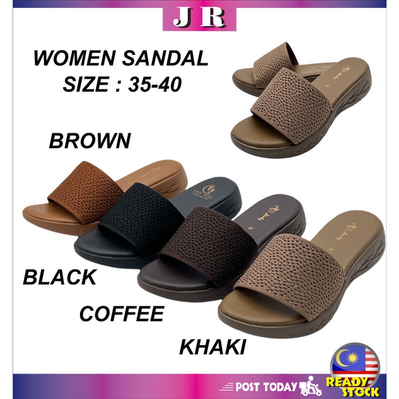 JR Fashion Comfy Woven Fabric Flat Sandals / Sandal Perempuan / Women ...