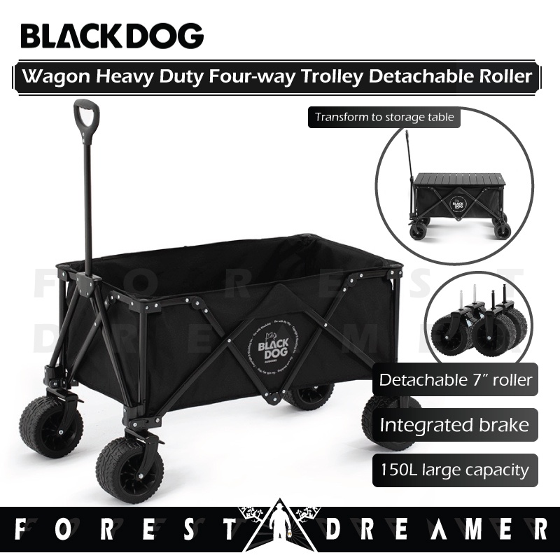 Blackdog Camping Wagon Heavy Duty [150L] Four-way Trolley Detachable ...