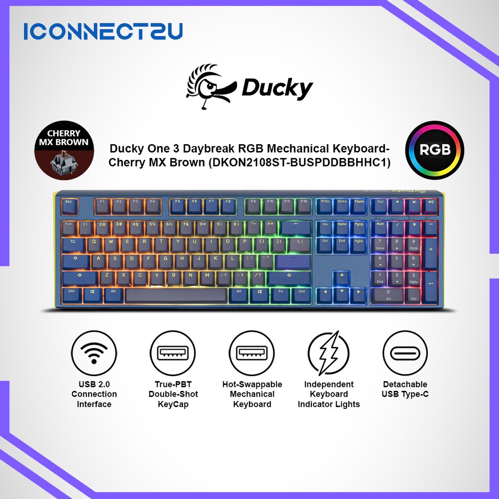 Ducky One 3 Daybreak RGB Mechanical Keyboard - Cherry MX Brown ...