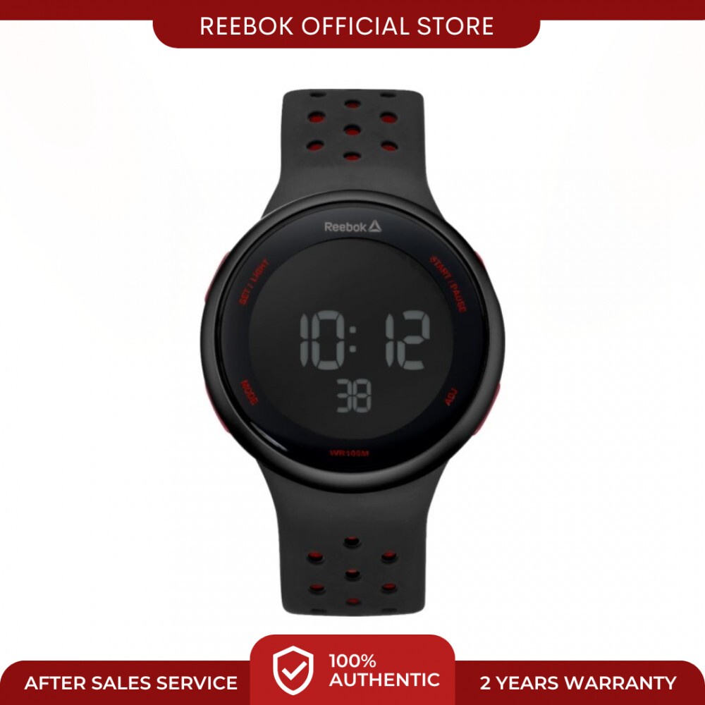 REEBOK ELEMENTS RD-ELE-G9-PBIB-BR BLACK SILICONE DIGITAL MEN WATCH ...