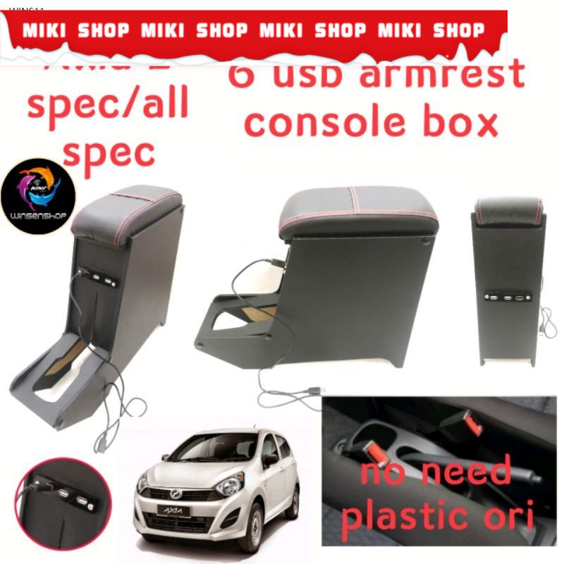 # PERODUA AXIA E SPEC / ALL SPEC / 6 USB ARMREST CONSOLE BOX | Shopee ...