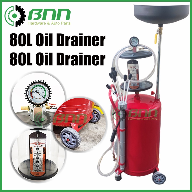 80L 21 Gallon Pneumatic Portable Oil Drainer Waste Drain Tank Air ...