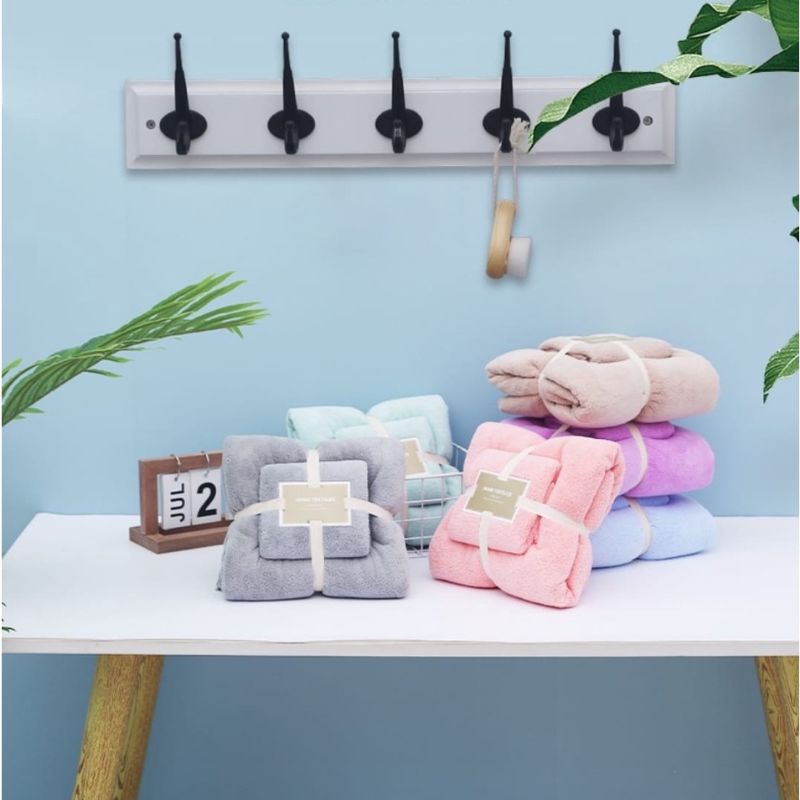 2in1Towel Set Tuala Mandi+Tuala Muka High Absorbent Soft Bath Towel ...