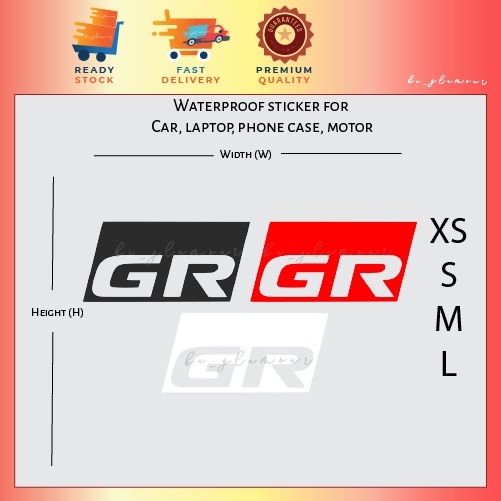 Toyota GR Logo Sticker gazoo racing stiker waterproof pantulan cahaya ...