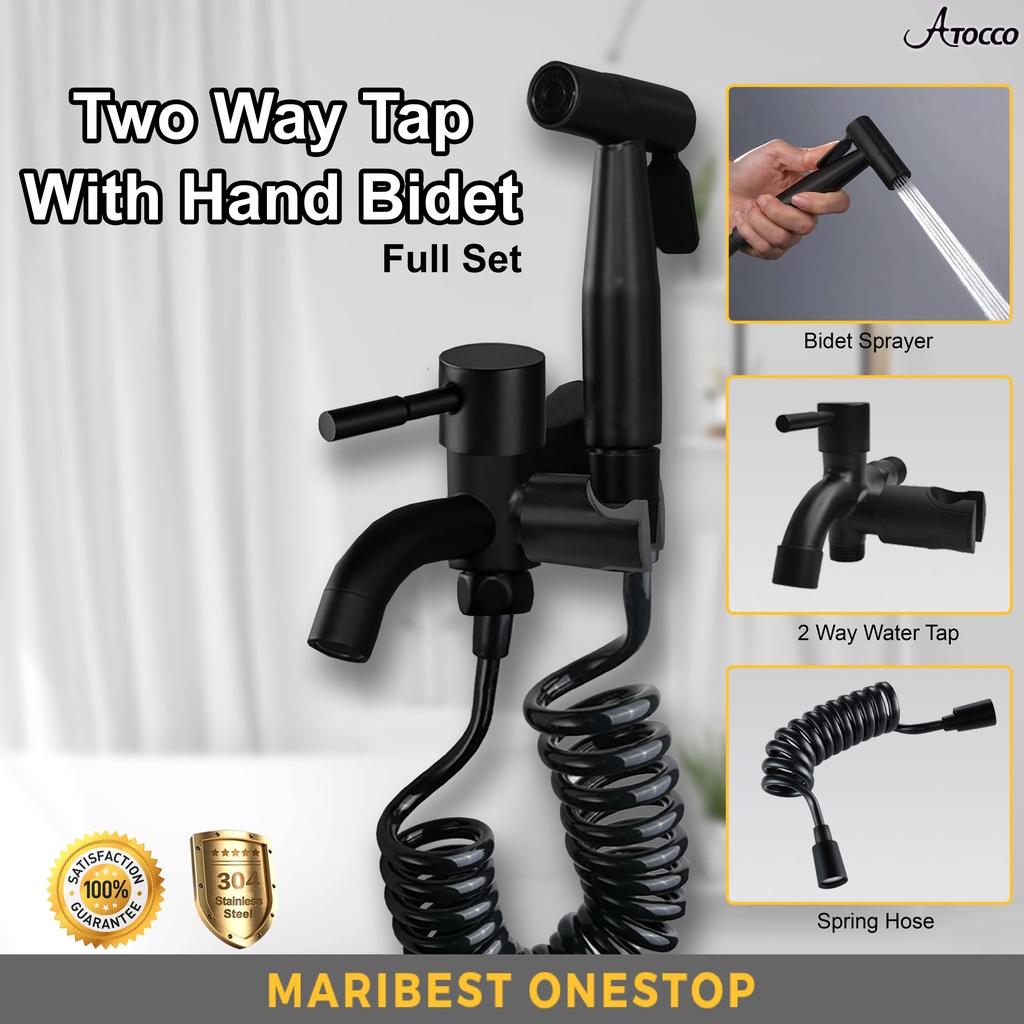 Full Set Two Way Tap Hand Bidet Spray Set Two Way Faucet Toilet Bidet ...