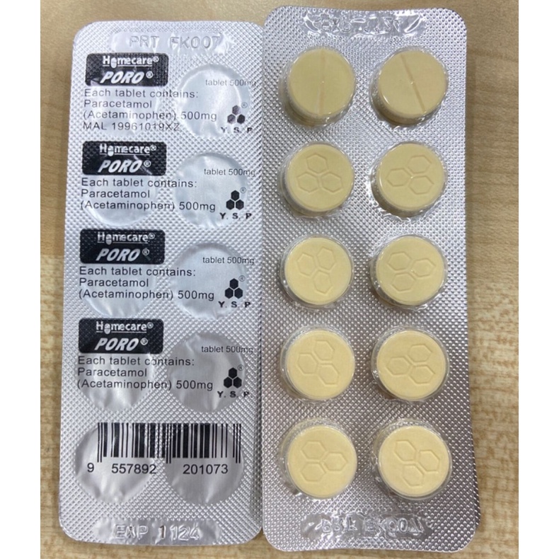 PORO 500MG (PARACETAMOL) TABLETS 10'S ( 1 STRIP ) | Shopee Malaysia