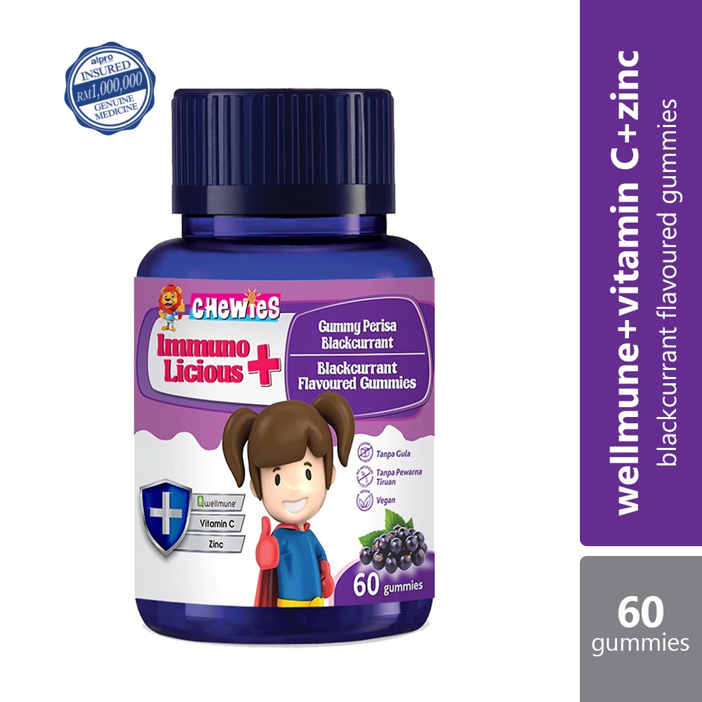 Chewies Kids Immuno Licious+ Vitamin C + Zinc & Wellmune Gummy ...
