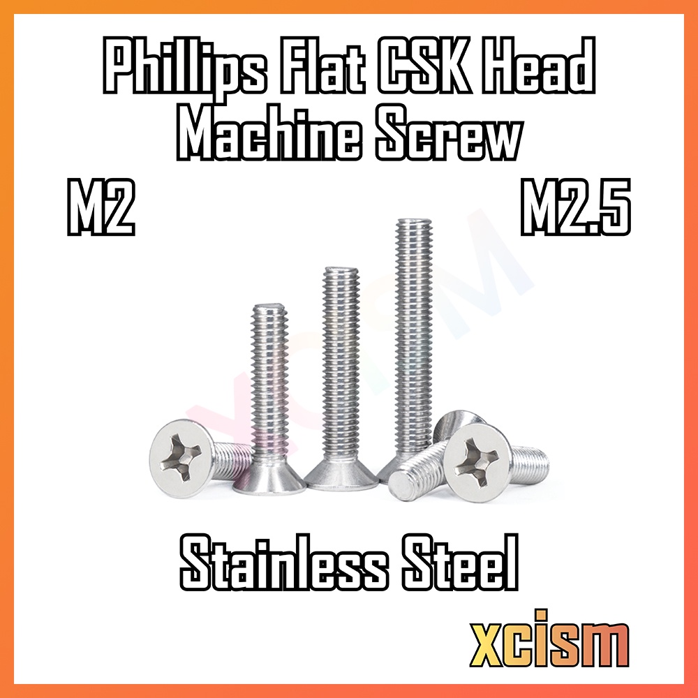 [M2 | M2.5] Phillips Cross Flat Countersunk Head CSK Machine Screw Skru ...