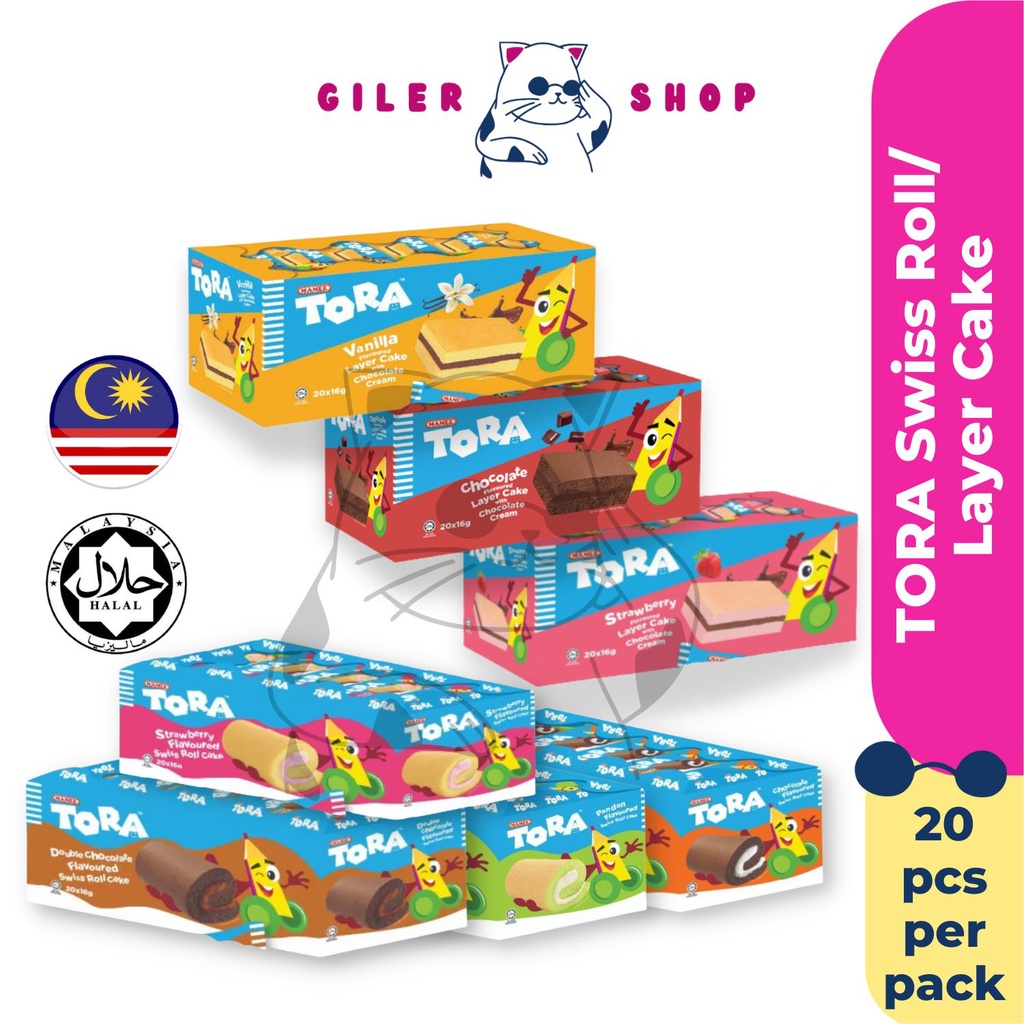 Tora Swiss Roll Cake Mamee Tora Layer Cake 20pcs per pack Pandan ...