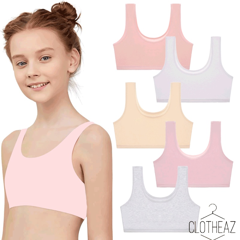 (10-14Y) Girls PLAIN Cotton Bra / Teen Camisole Bra Budak Perempuan ...