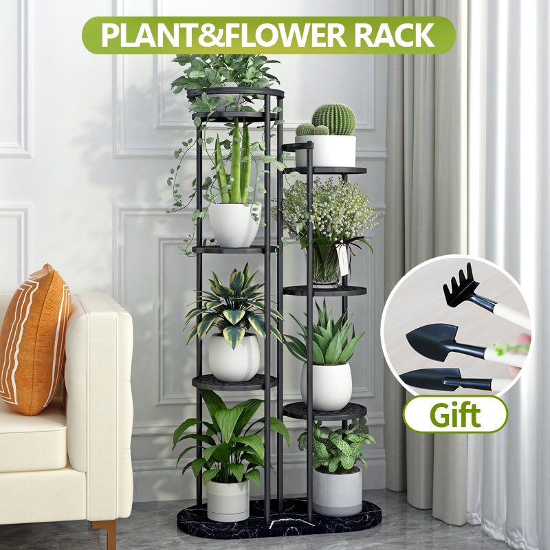 JS Rak Pasu Bunga Bertingkat Besi Pokok gardening plant rack flower pot ...