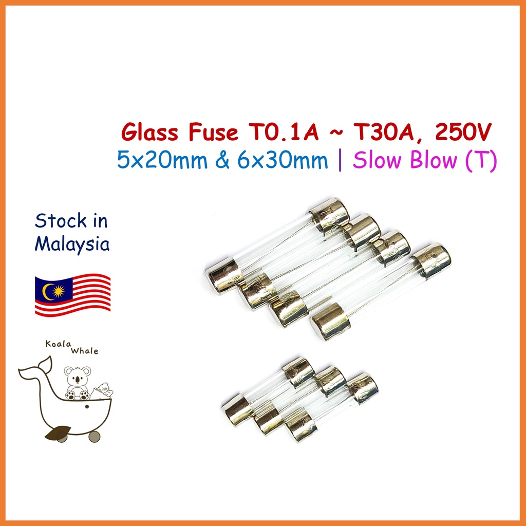 Glass Fuse Fius Kaca Slow Blow T0.5A T1A T1.5A T2A T3.15A T4A T5A T6A T6.3A T7A T8A T10A T15A ...