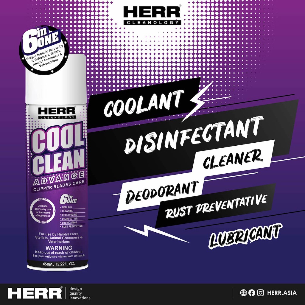 HERR 6 in 1 Cool Clean Advance Clipper Blade Spray - 450ML (SD ...