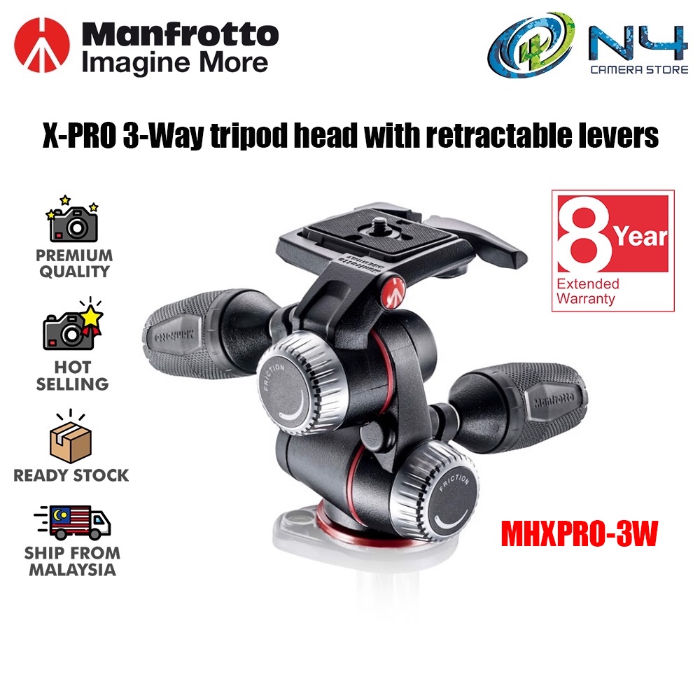 Manfrotto 3WAY tripod head X-PRO quick release plate with MHXPRO-3W (100% Original Manfrotto ...