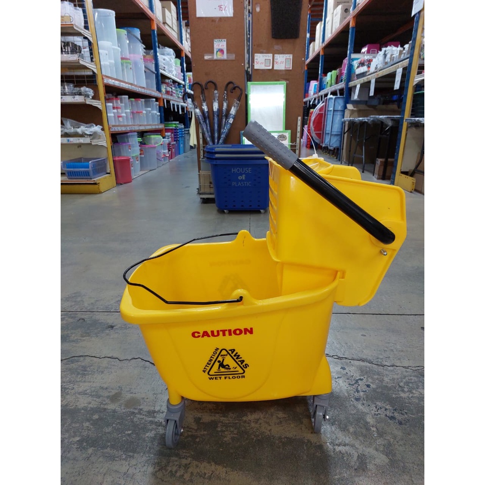 RAYACO HEAVY DUTY 32L/20L PVC MOP BUCKET WITH WRINGER PRESS AND CASTER ...