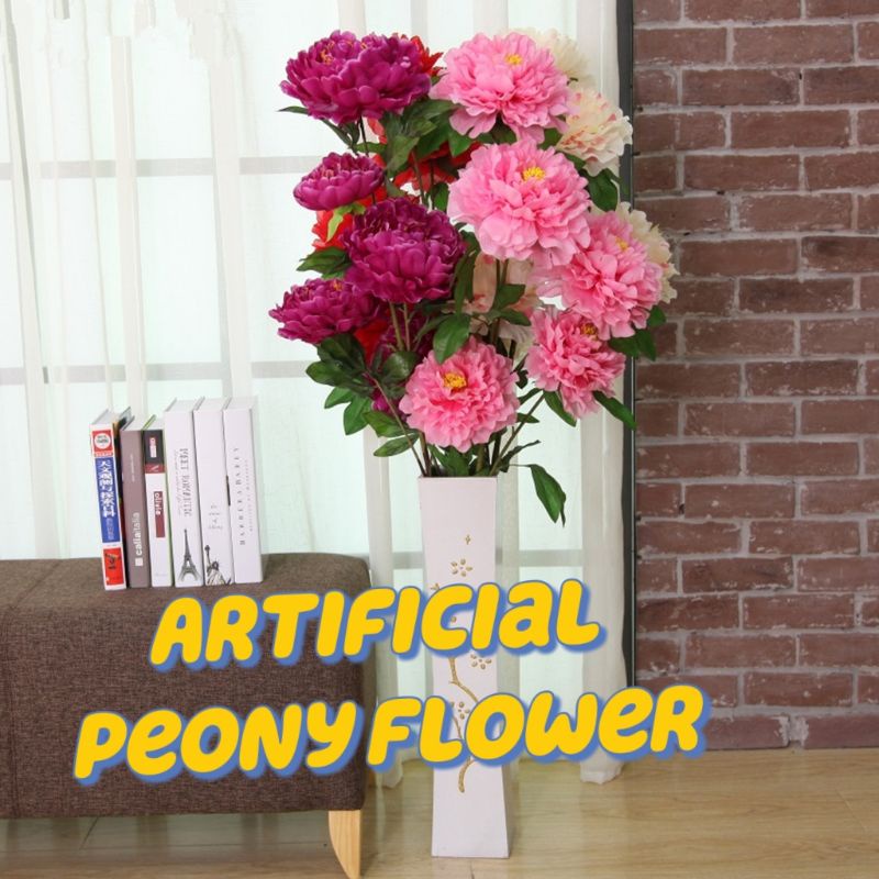 Ready Stock Artificial 3 Head Peony Flower CNY Chinese New Year Flower ...