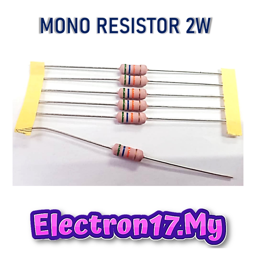 5Pcs 10 Ohm - 820 Ohm 1W 2W Mono Resistor 1Watt 2Watt Perintang ...