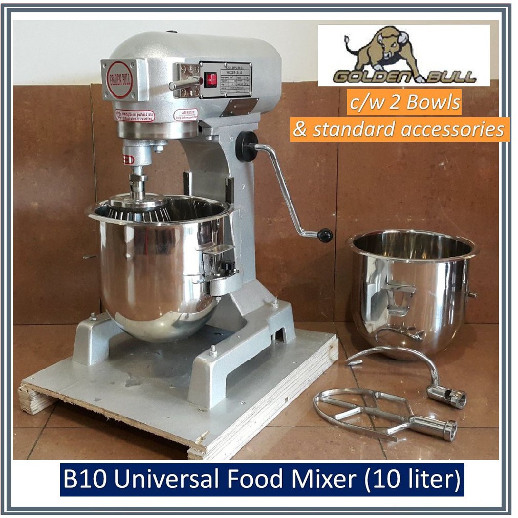 GOLDEN BULL Universal Flour Mixer B10-A (10L/750w) 2 Bowl Heavy Duty ...