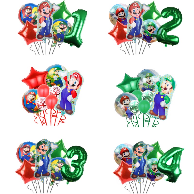 Mario Themed Cartoon Aluminum Film Balloon Set Super Mario Game Baby ...