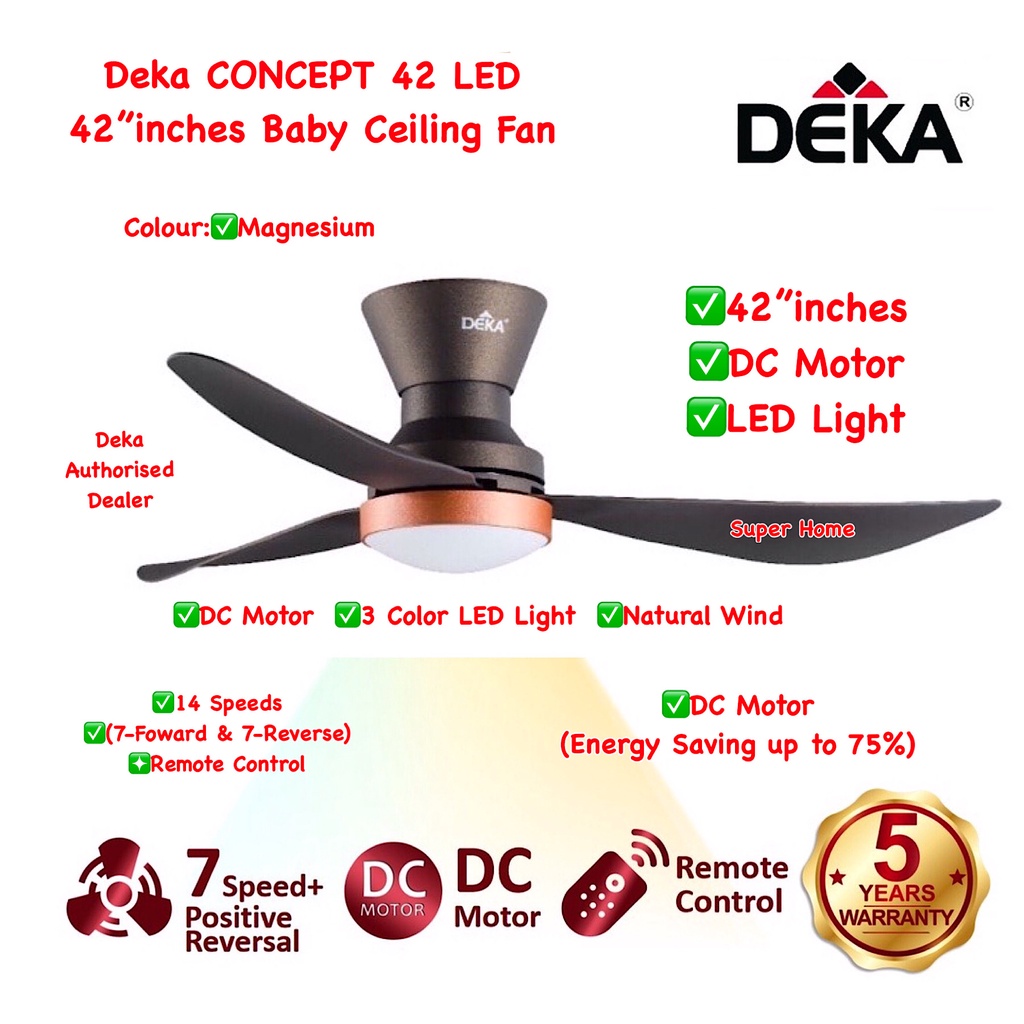 Deka Fan CONCEPT 42 LED (Magnesium) 42 inch 3 Blades DC Motor Ceiling ...