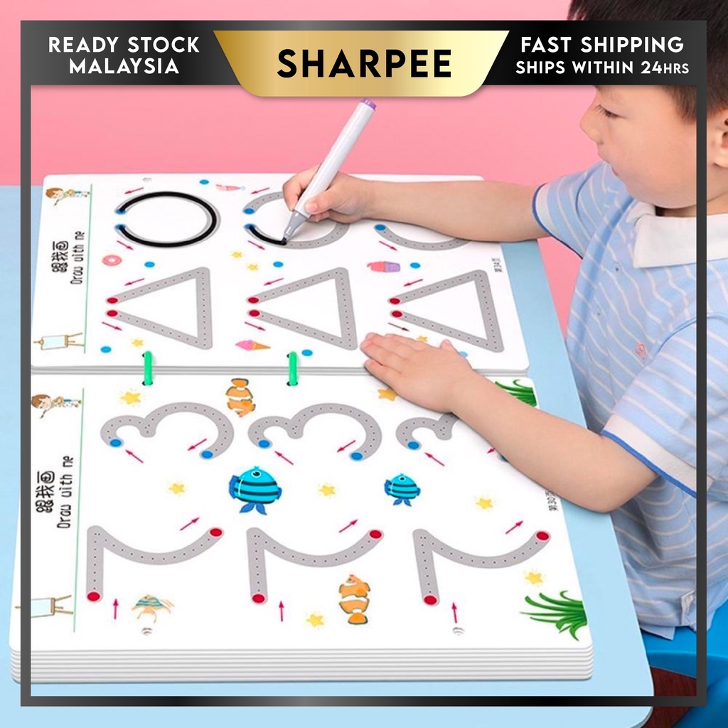 Erasable Writing Book Preschool Kids Learning Training Calligraphy ...