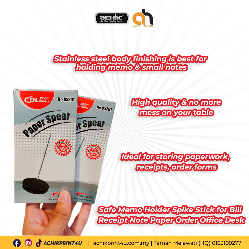 Dingli Note Stand / Paper Spear / Safe Memo Holder Spike Stick | Shopee ...