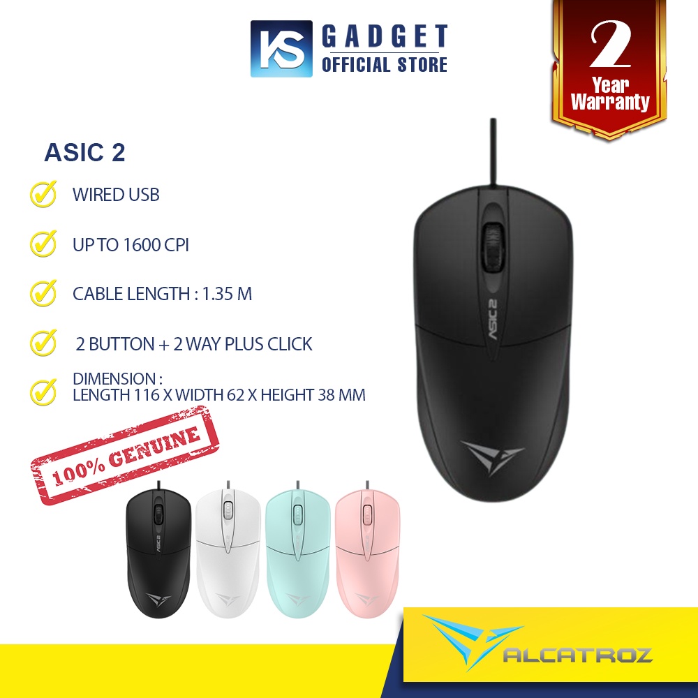 Alcatroz Asic 2 Wired USB Mouse Ergonomic Design with High Resolution ...