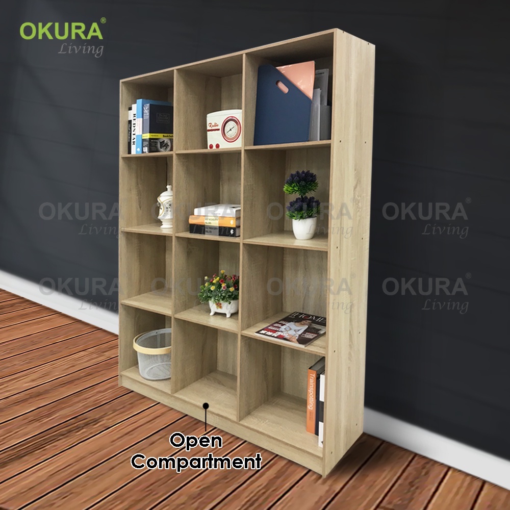 OKURA 12 Compartments Multipurpose Storage Book Shelf File Cabinet ...