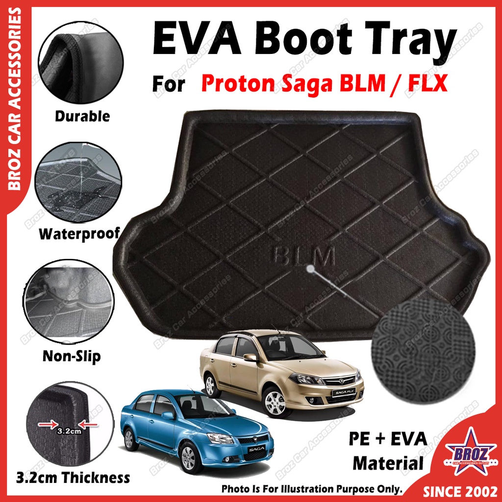 For Proton Saga BLM/FLX EVA Copolymer Car Boot Tray Trunk Tray Luggage ...