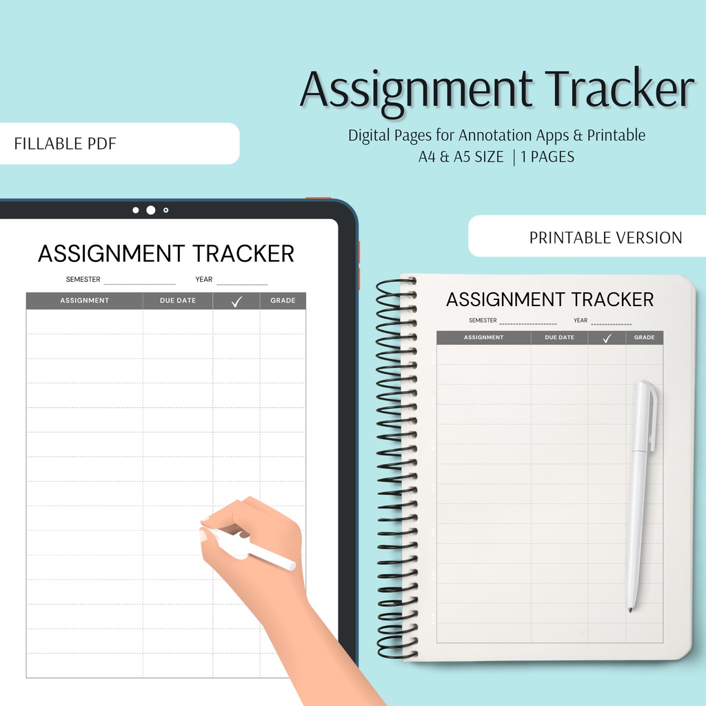 Digital Assignment Tracker Planner | Fillable PDF & Printable | Shopee ...